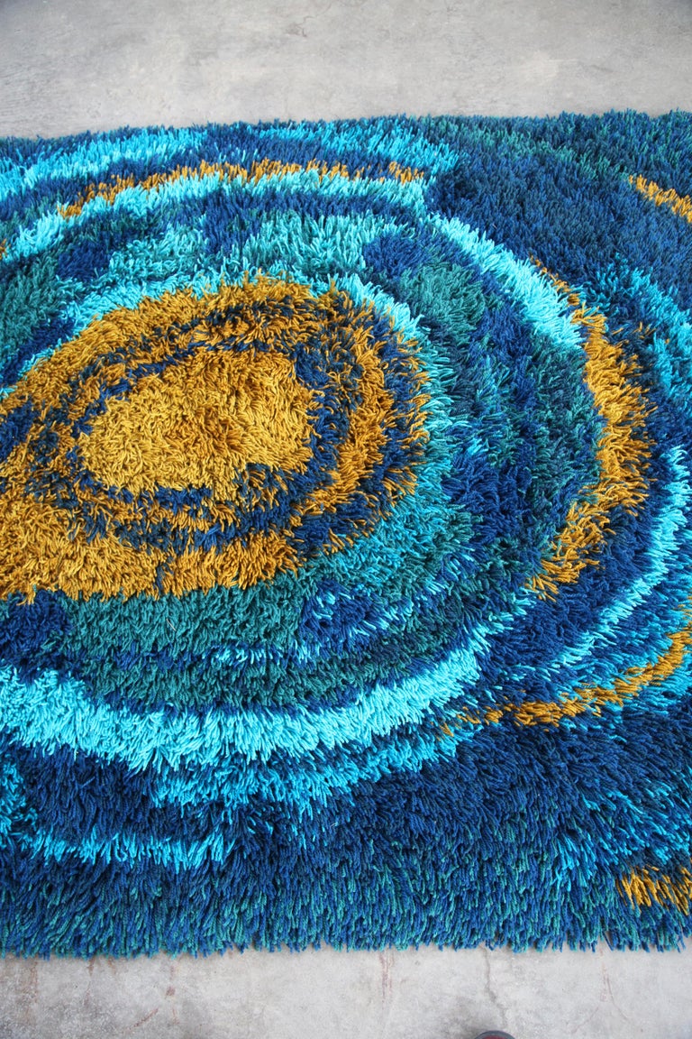 High Pile Midcentury Vintage Shag Rug Rya Swedish Scandinavian Danish ...