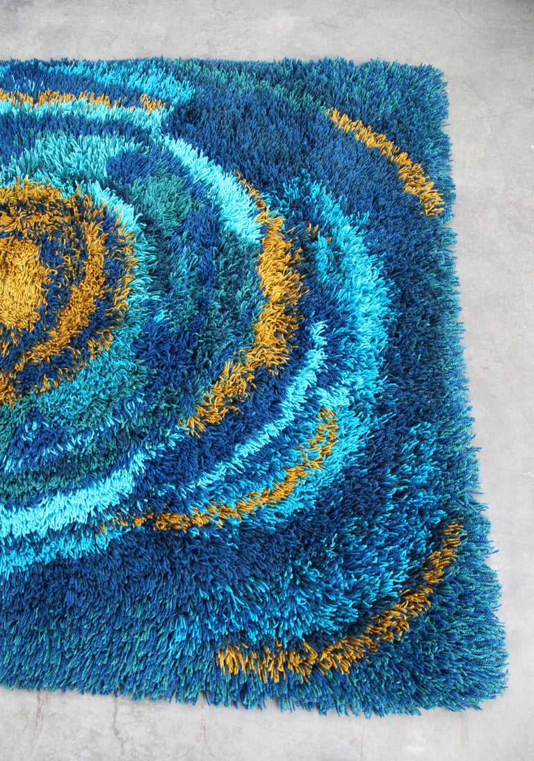 High Pile Midcentury Vintage Shag Rug Rya Swedish Scandinavian Danish ...