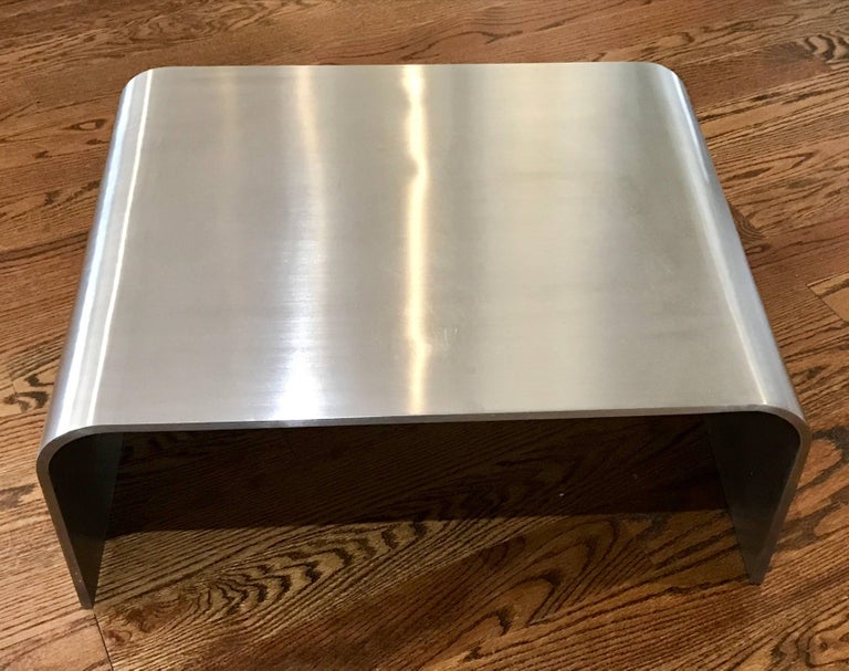 High Polished Metal Streamline Modern Waterfall Coffee Table, Late 20th ...