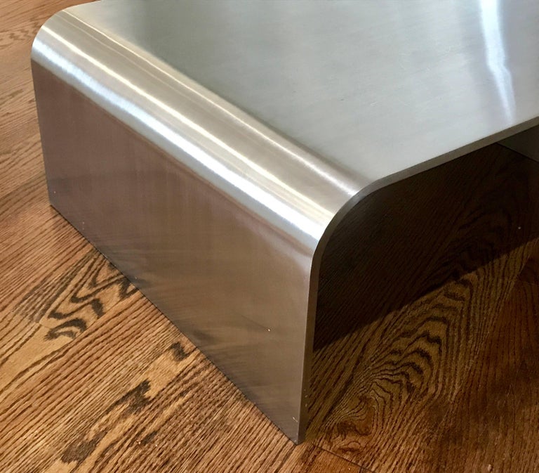 High Polished Metal Streamline Modern Waterfall Coffee Table, Late 20th ...