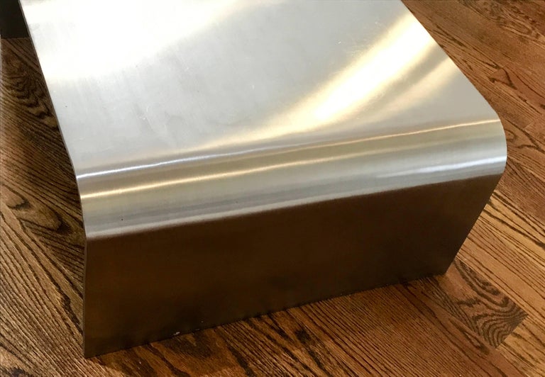High Polished Metal Streamline Modern Waterfall Coffee Table, Late 20th ...