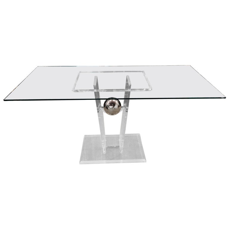 High Quality Acrylic Dining Table with Rectangular Glass Top glazed For ...