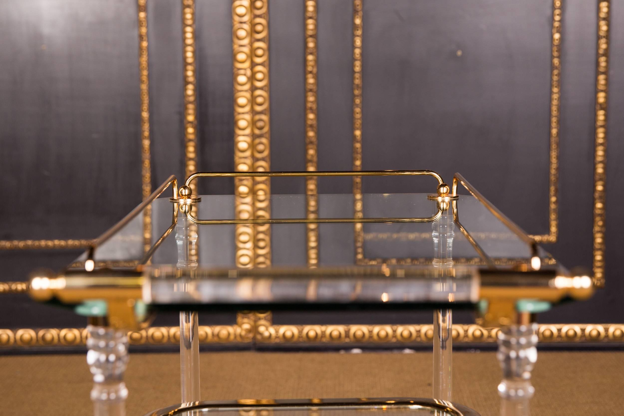 High Quality Acrylic Serving Tray Table with Brass For Sale at 1stDibs ...