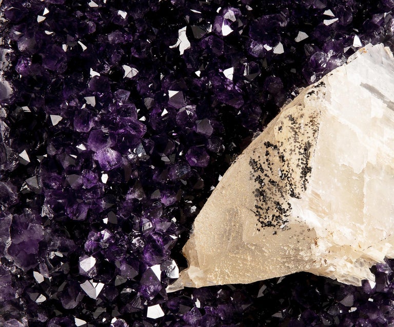 High Quality Deep Purple Amethyst with Calcite Surrounded by Quartz and ...