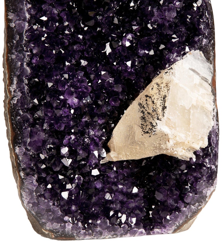 High Quality Deep Purple Amethyst with Calcite Surrounded by Quartz and ...