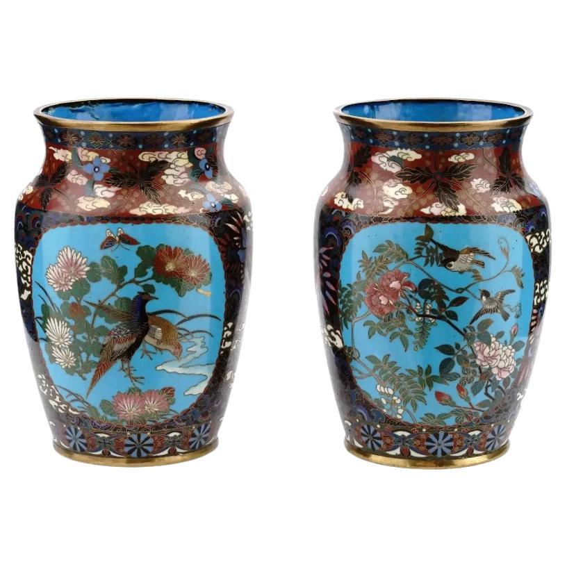 High Quality Japanese Meiji Cloisonne Enamel Vases For Sale at 1stDibs
