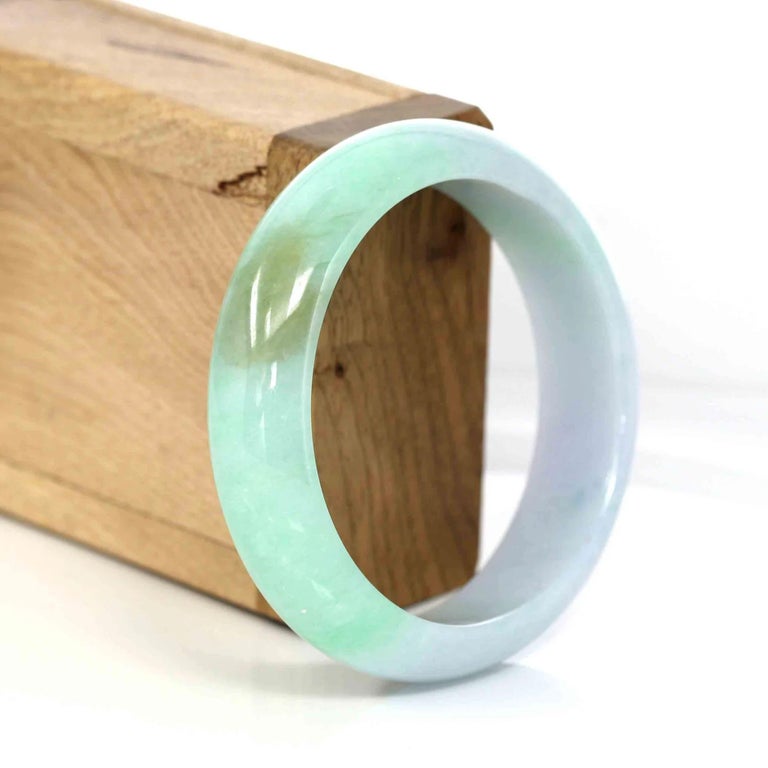 High-Quality Lavender-Green Natural Burmese Jadeite Jade Bangle #325 ...