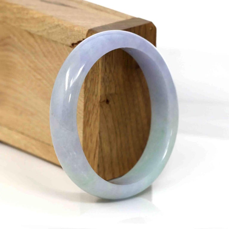High-quality Lavender Natural Burmese Jadeite Jade Oval Bangle (57.66 ...