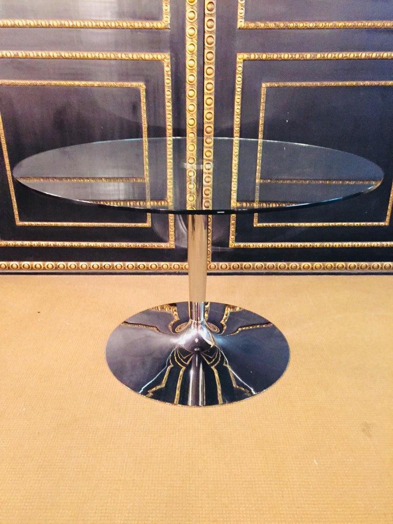 High Quality Modern Round Glass Table with Chrome Foot Brand Calligaris ...