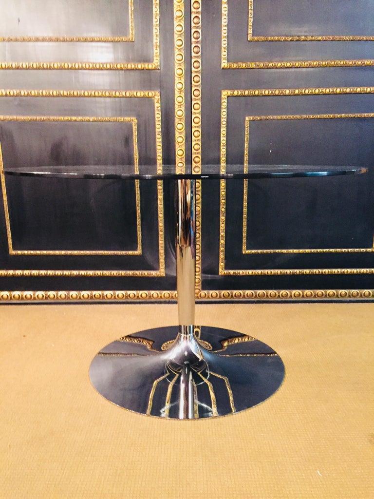 High Quality Modern Round Glass Table with Chrome Foot Brand Calligaris ...