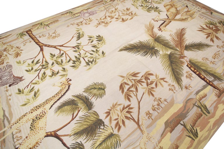 High-Quality Vintage Aubusson Style Rug Tapestry, Animal scene ...