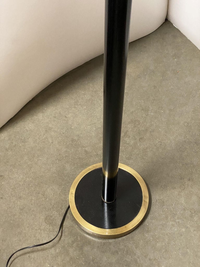 High Style Brass and Copper Art Deco Torchiere Floor Lamp w/ Acrylic ...