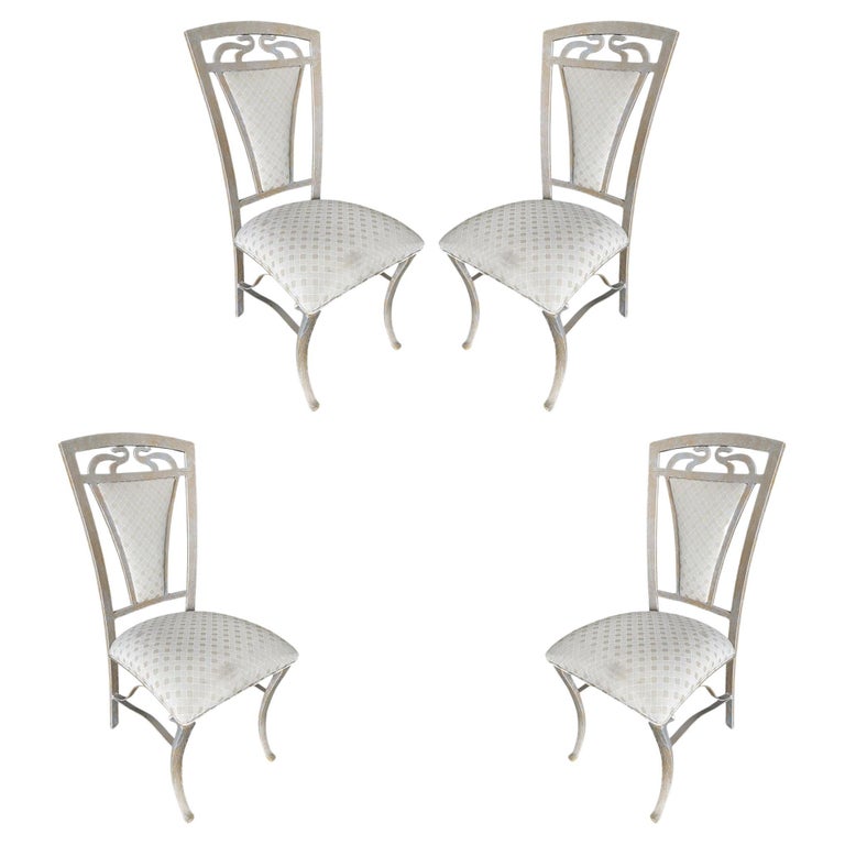 High Style Formal Dinning Steel Side Chair, Set of 4 For Sale at 1stDibs