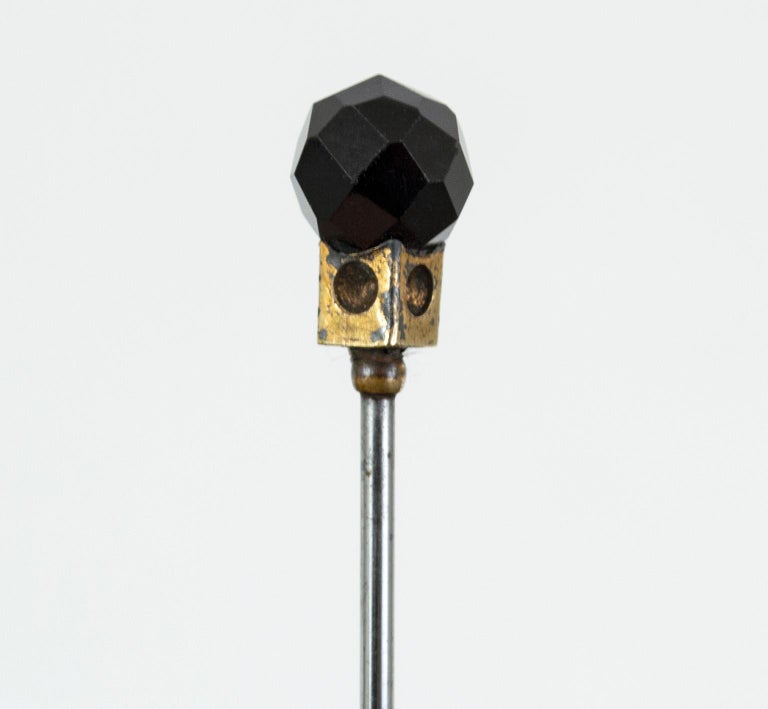 High Victorian Faceted Jet Hat Pin with Sterling Silver Stem, 1890s For ...