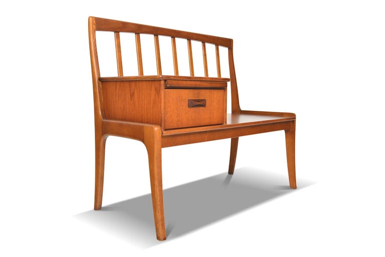 Highback Telephone / Gossip Bench in Teak For Sale at 1stDibs