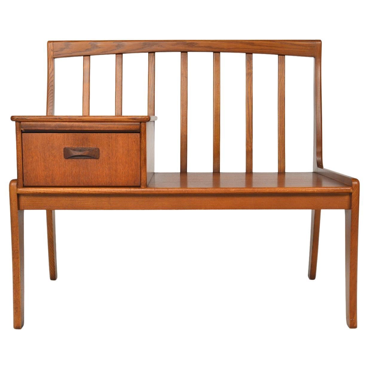 Chippy Heath Telephone Seat Mid-Century Modern Teak Gossip Bench For ...