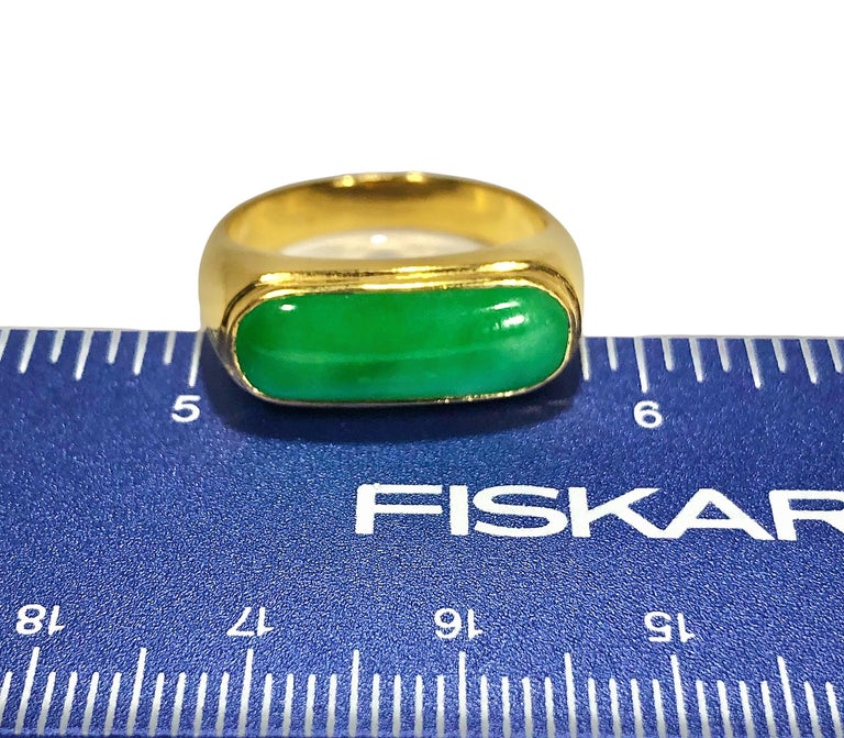 Highest Carat 9999 Gold and Jade Saddle Ring For Sale at 1stDibs