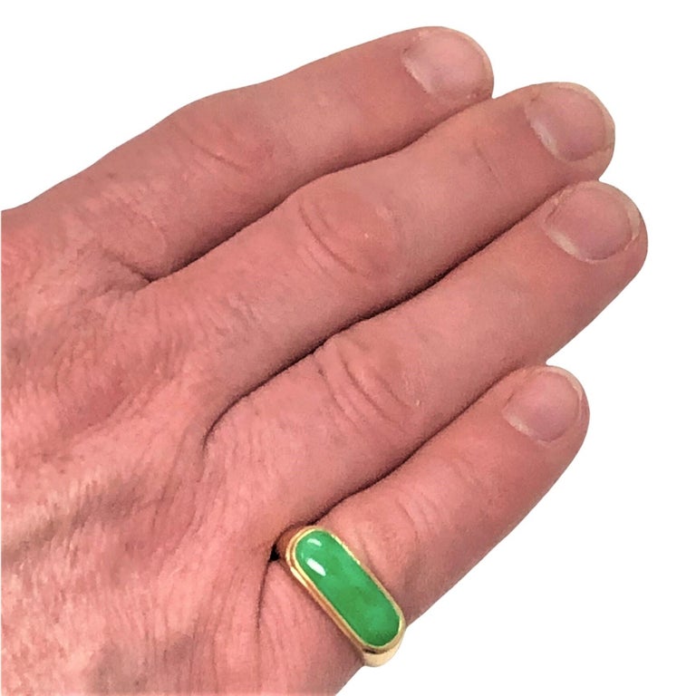 Highest Carat 9999 Gold and Jade Saddle Ring For Sale at 1stDibs