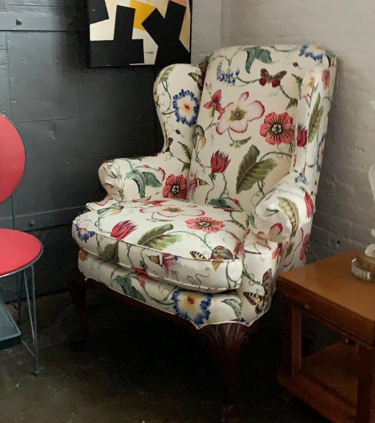 Highland House Floral Contemporary Wingback Armchair, White, Custom ...