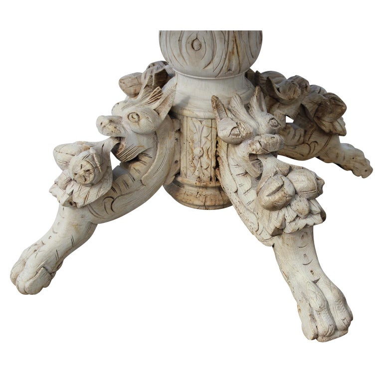 Highly Carved Bleached Wood Round Hunting Style 19th Century Dining ...