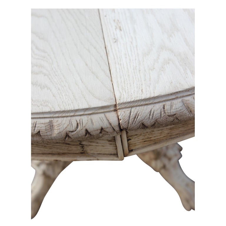 Highly Carved Bleached Wood Round Hunting Style 19th Century Dining ...