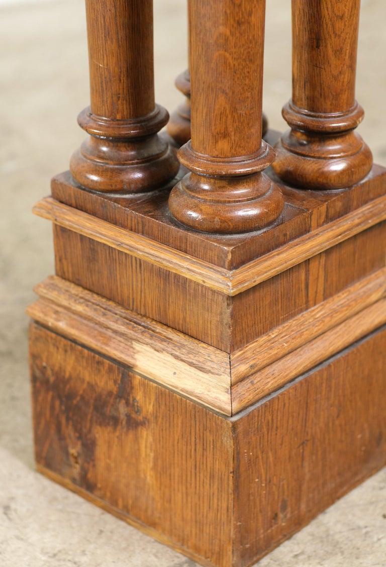 Highly Carved Oak 4 Corinthian Columns Newel Post Swags For Sale at 1stDibs