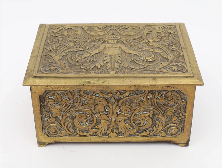 Highly Decorated Renaissance Style Solid Brass Jewelry Trinket Box For ...