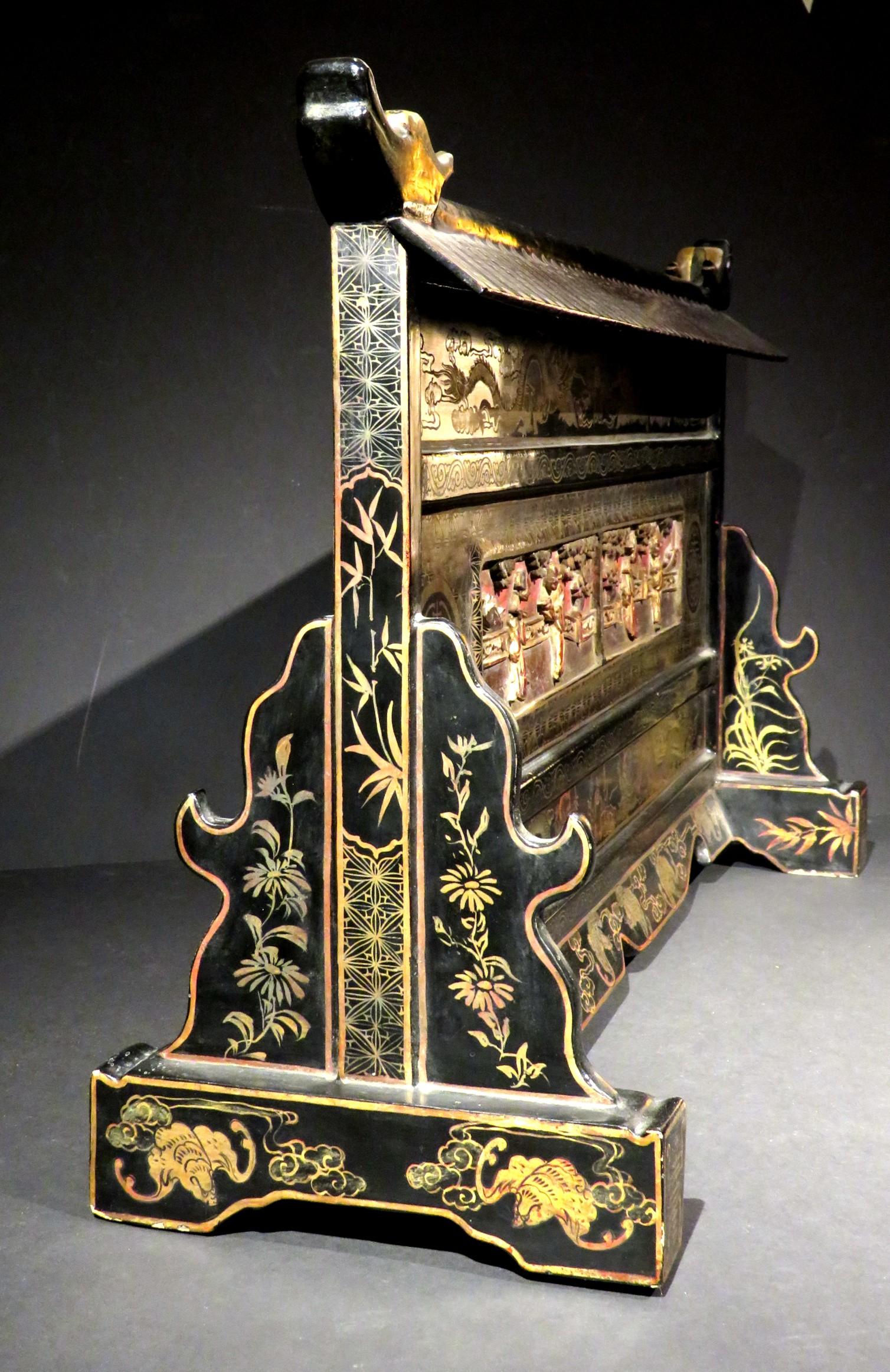 Highly Decorative 'Straits' Chinese Black Lacquer Table Screen, Circa ...