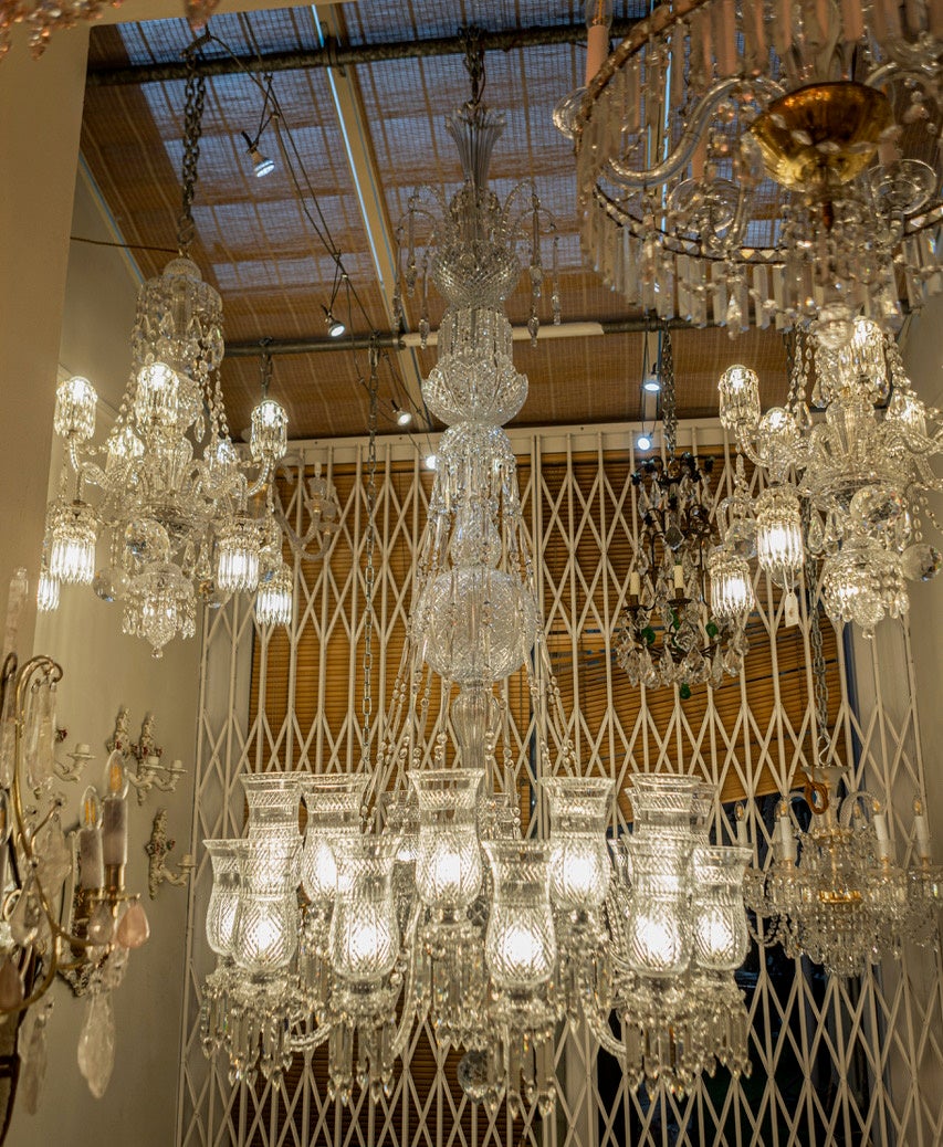 A Large Twenty Four Light Cut Glass Victorian Chandelier By Perry and ...