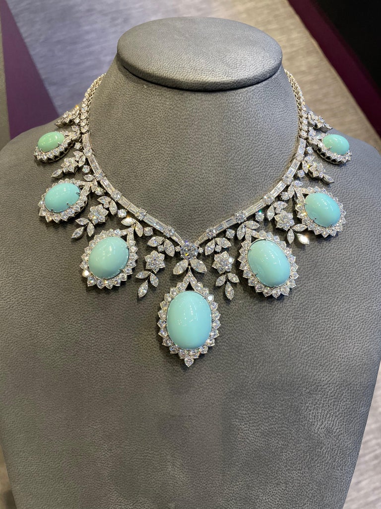 Highly Important Van Cleef and Arpels Turquoise and Diamond Necklace ...