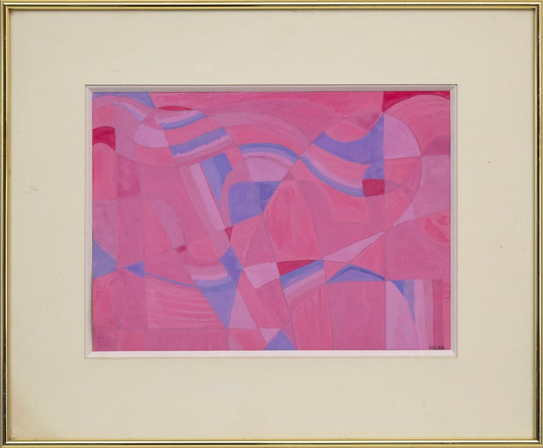 Hilaire Hiler - Étude rose, peinture abstraite des années 1960 en rose ...