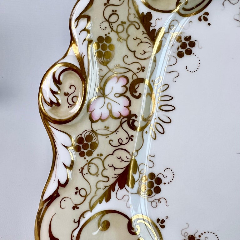 Hilditch Porcelain Cake Plate, Beige, Gilt and Pink Cabbage Rose, ca ...