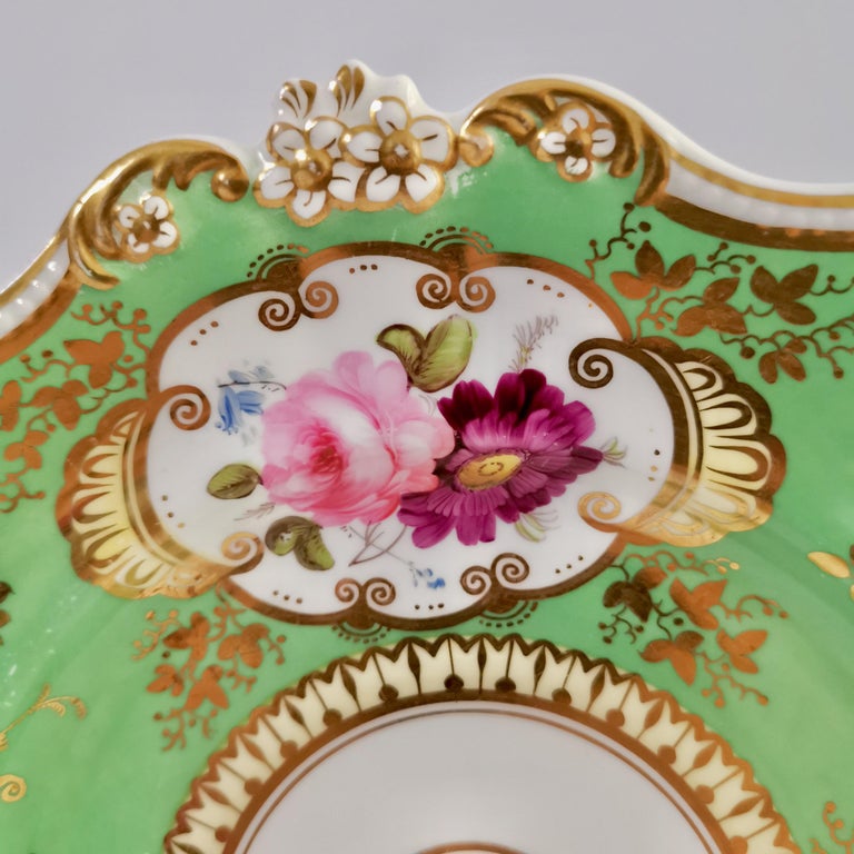 Hilditch Porcelain Plate, Green and Gilt, Daisy Moulding and Flowers ...
