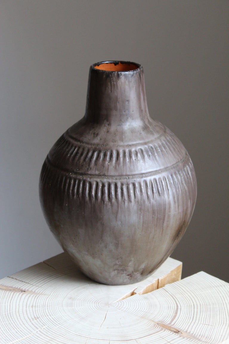 Hildur Haggård, Sizable Vase, Earthenware, Artists Studio, Sweden, c ...