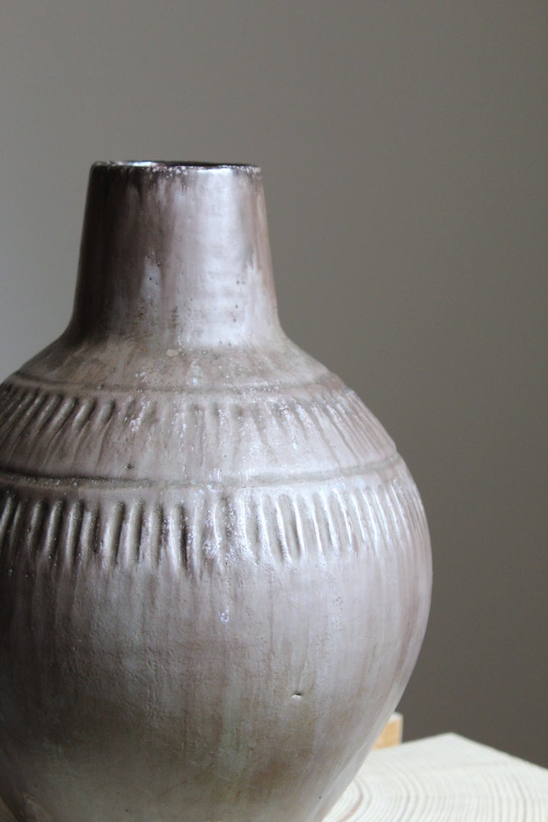 Hildur Haggård, Sizable Vase, Earthenware, Artists Studio, Sweden, c ...