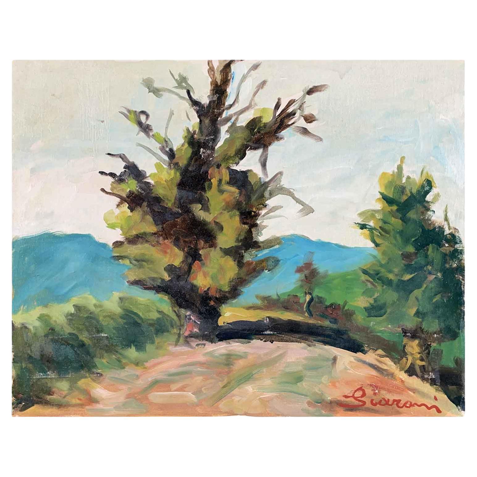 Italian Hilly Landscape with Trees by Annibale Scaroni 1951 entitled La ...