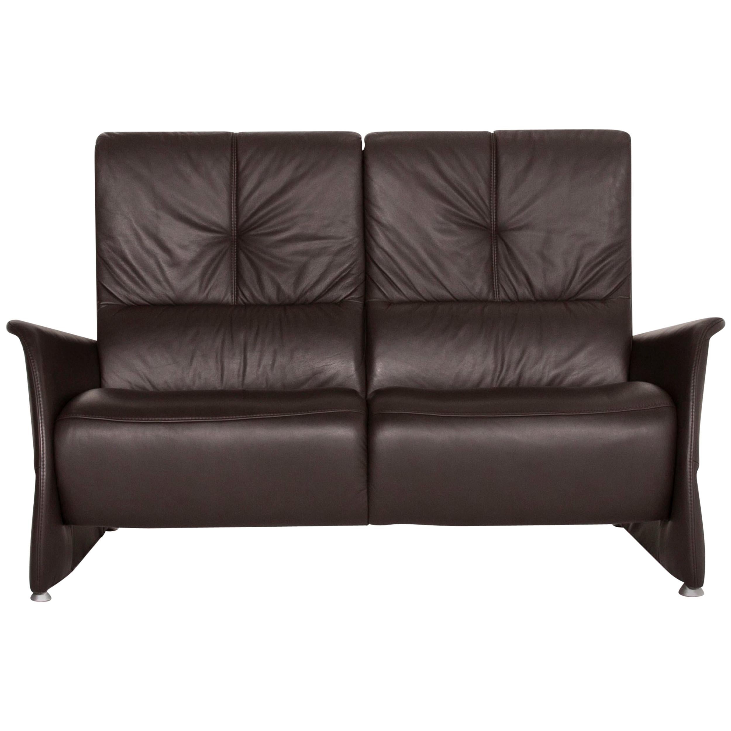 Musterring MR 680 Two-Seater Sofa and Stool Set Brown Leather Couch ...