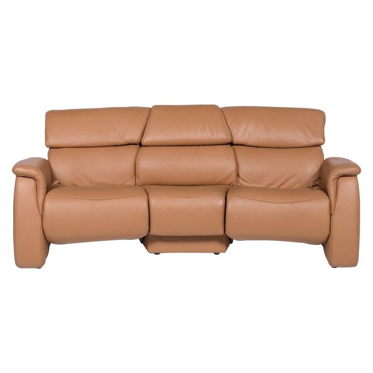 Himolla Leather Sofa Cognac Brown Three-Seat Relax Function Couch at ...