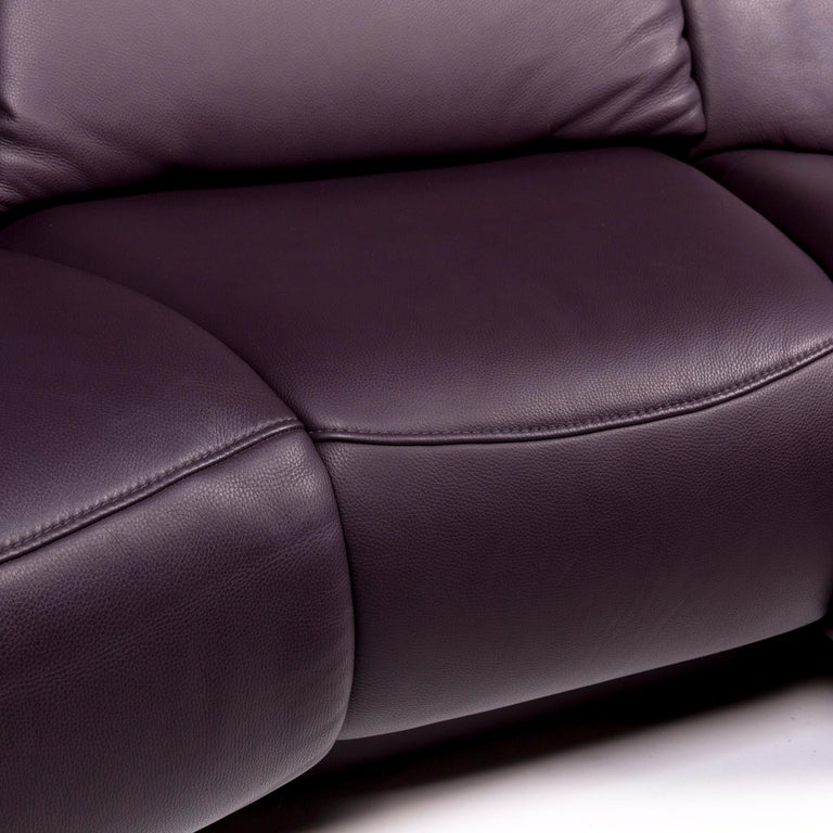 Himolla Leather Sofa Purple Eggplant Two-Seat Function Relax Function ...