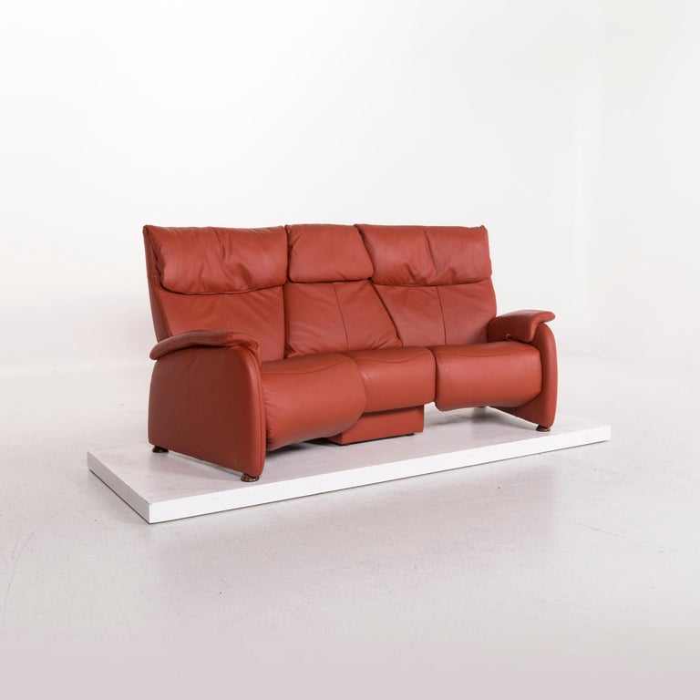Himolla Trapeze Leather Sofa Orange Three-Seat Relax Function Function ...