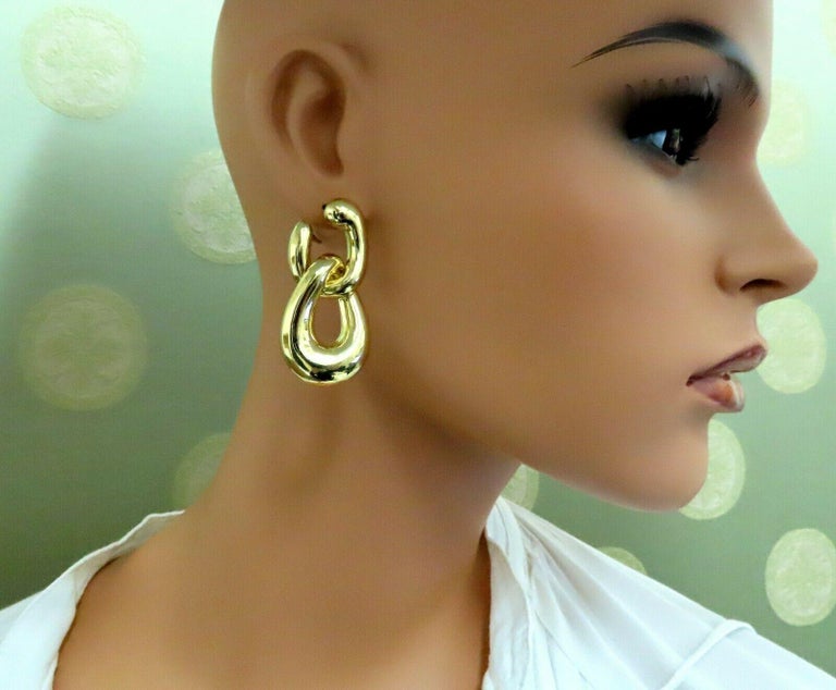 Hinge Dangle Lobe Wrap Left / Right Dangle Earrings 18 Karat For Sale at 1stDibs