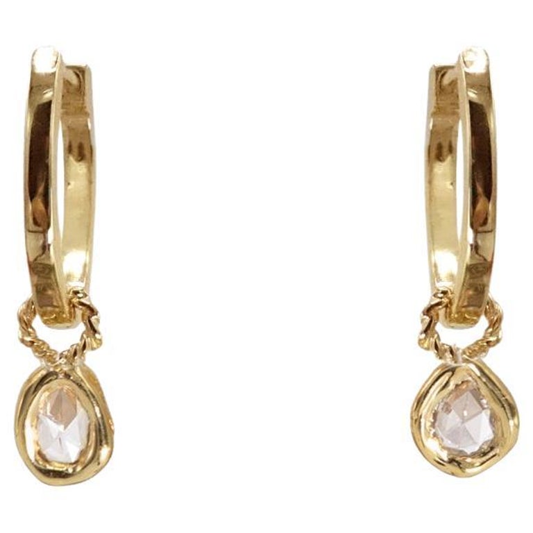 Hinge Hoops with Removable Diamond Slice Charms by Mon Pilar For Sale ...