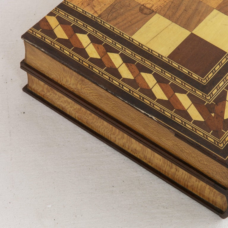 Hinged Marquetry Game Box for Chess, Checkers, Backgammon, Stacked ...