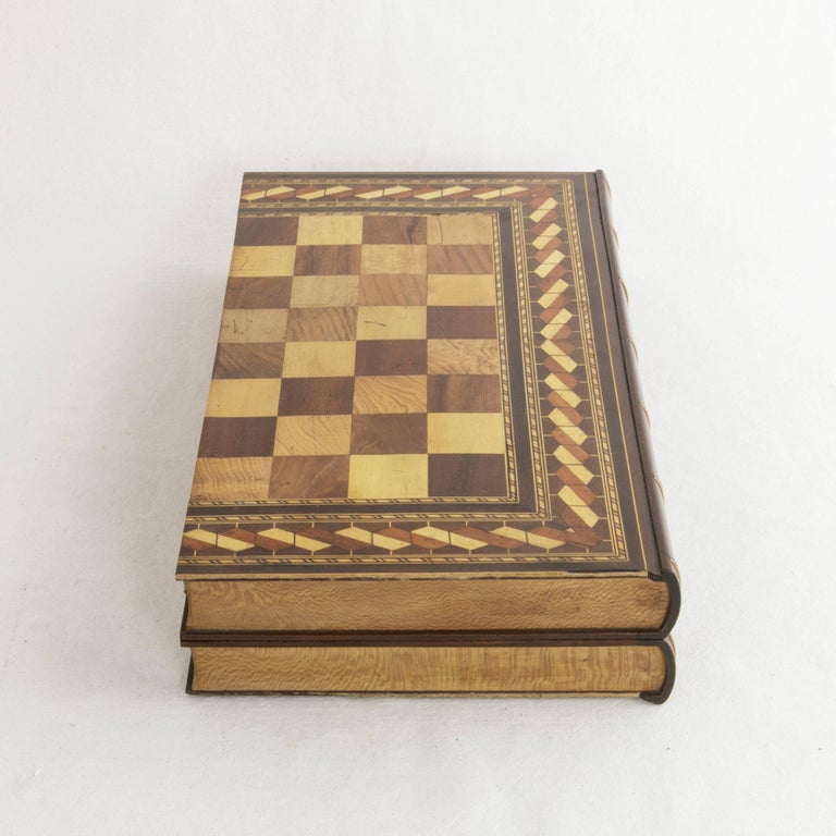 Hinged Marquetry Game Box for Chess, Checkers, Backgammon, Stacked ...
