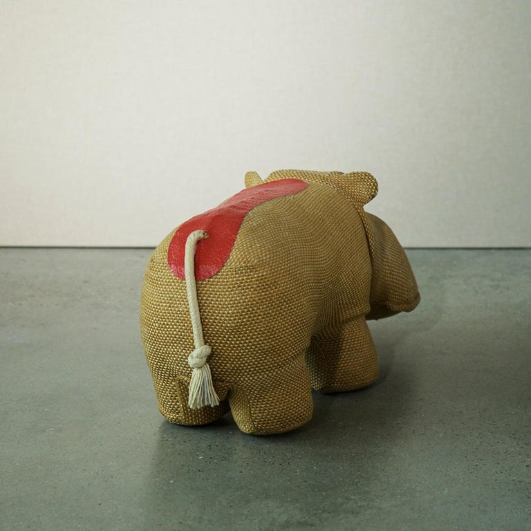 Hippo Animal Toy in Jute and Red Leather by Renate Muller, 1970s at 1stDibs