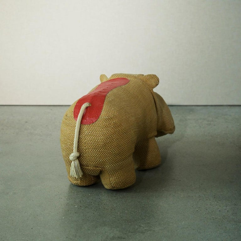 Hippo Animal Toy in Jute and Red Leather by Renate Muller, 1970s at 1stDibs