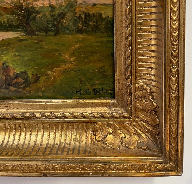 Hippolyte Camille Delpy - Washerwomen along Riverbank, Sunset For Sale ...