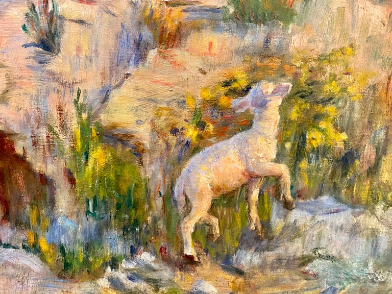 19th century painting of a shepherd with his flock of sheep ...