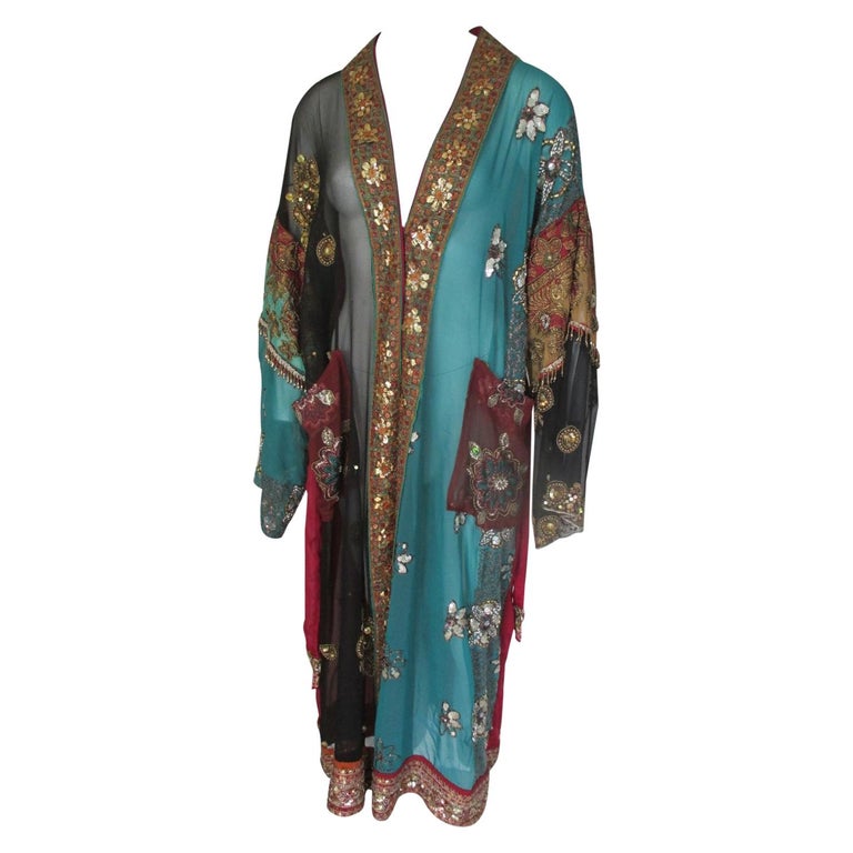 Hippy Style Gold Brocade Robe Coat For Sale at 1stDibs