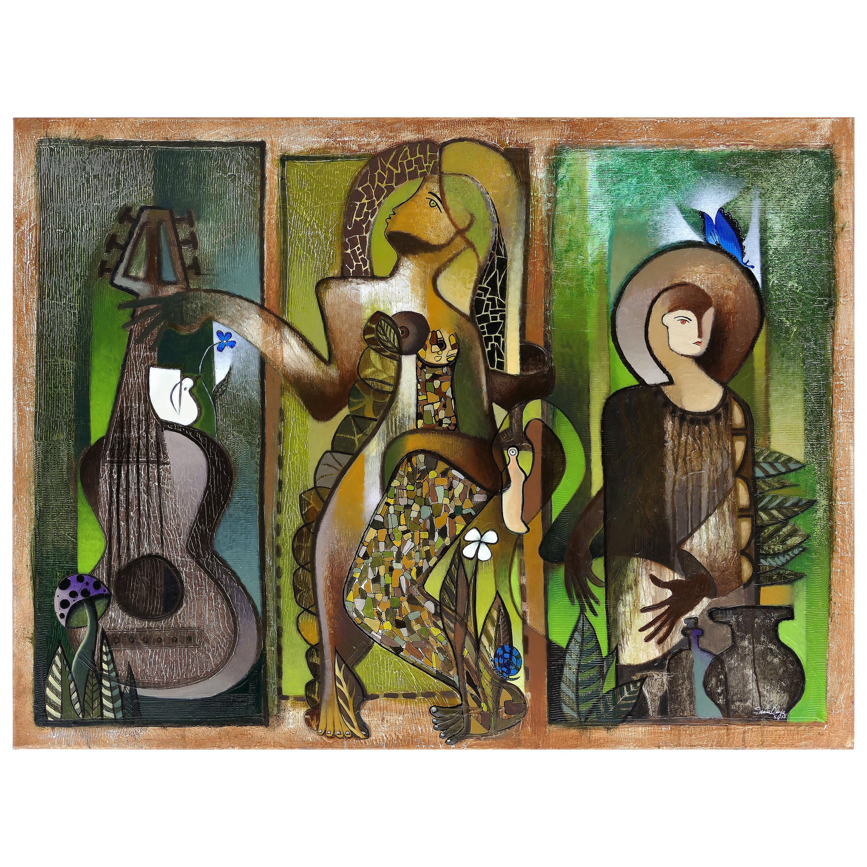 Arturo Rodriguez Abstract Painting, Cuban American Artist, circa 1980 ...